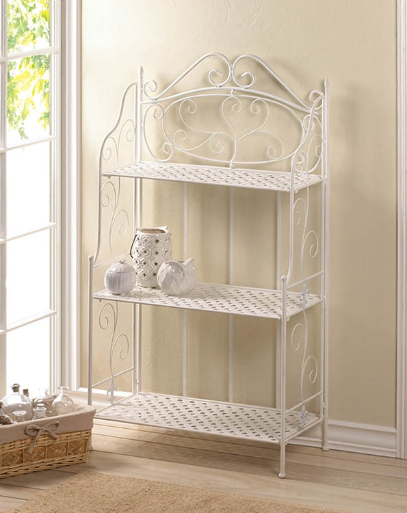 White Basket Weave Bakers Rack | Happy Homes Collection
